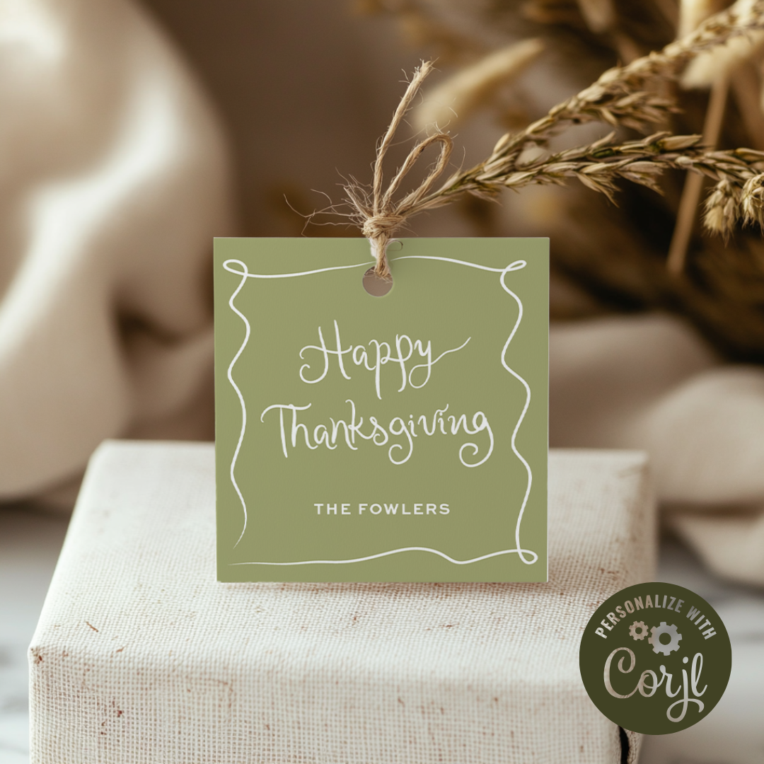 Happy Thanksgiving Gift Tag Printable | Editable Corjl Template